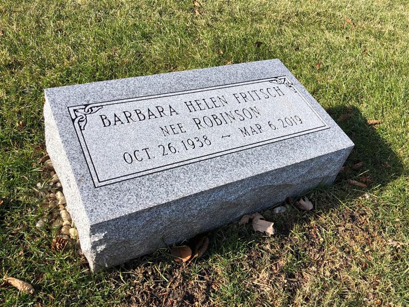 Grey granite bevel marker with decorative panel - Iowa Memorial Granite ...