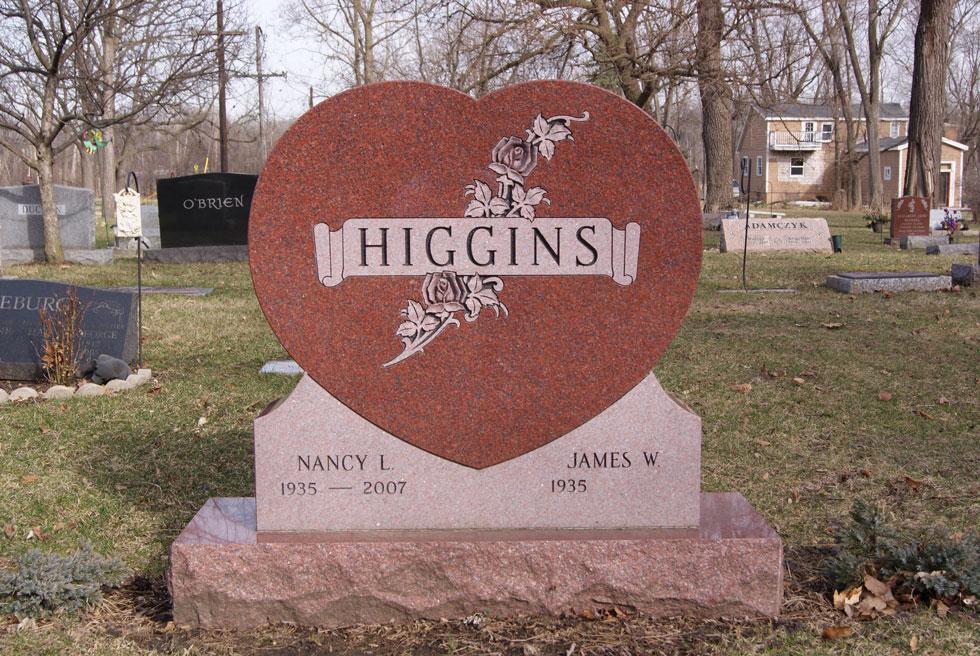 Red Granite Heart Monument on Base - Iowa Memorial Granite Company ...